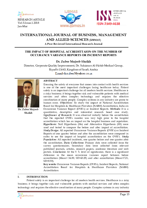 (PDF) THE IMPACT OF HOSPITAL ACCREDITTAION ON THE NUMBER OF OCCURANCE ...