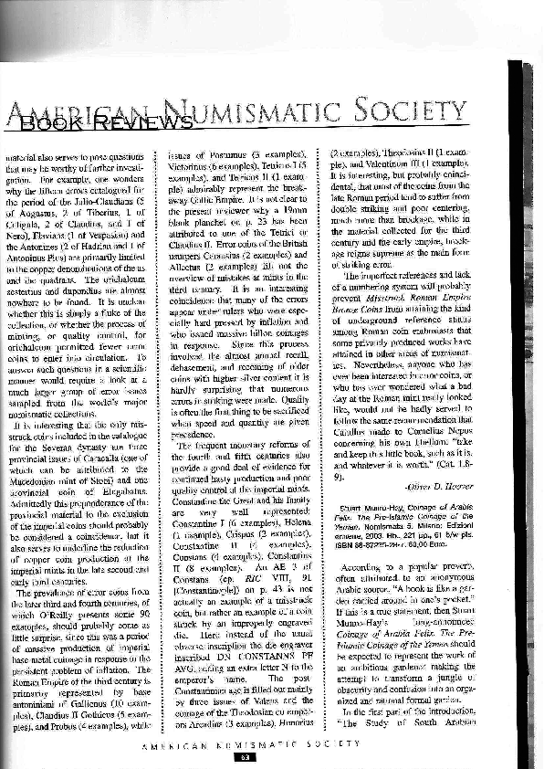 (PDF) Review (w. O. Hoover) of: Stuart Munro-Hay, Coinage of Arabia ...