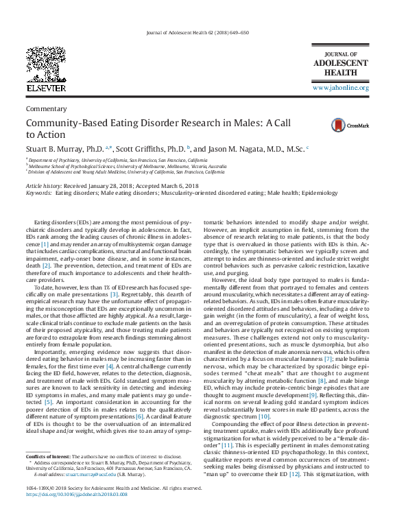 (PDF) Community-based eating disorder research in males: A call to action