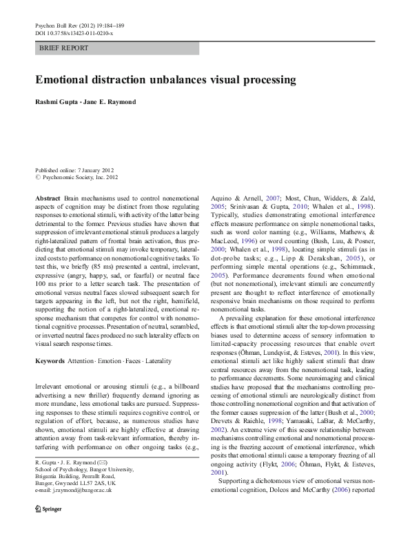 (PDF) Emotional Distraction in Visual Processing