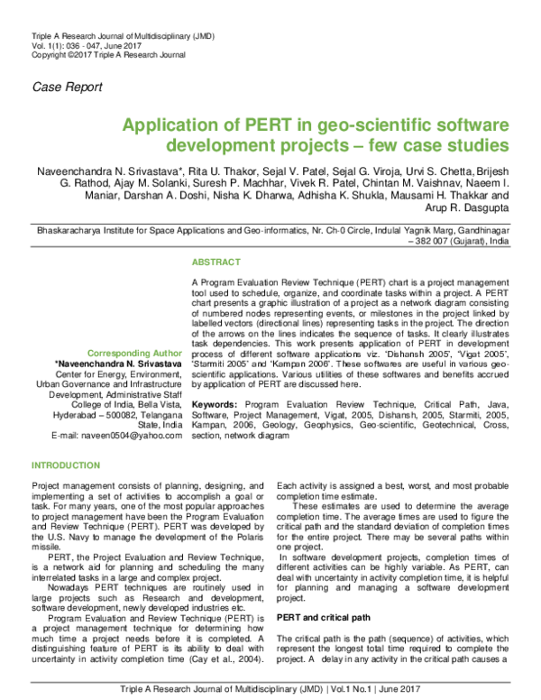 (PDF) Application of PERT in geo-scientific software development ...