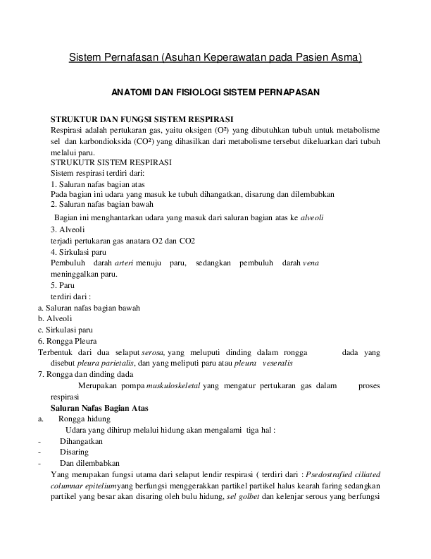 (DOC) Sistem Pernafasan (Asuhan Keperawatan pada Pasien Asma