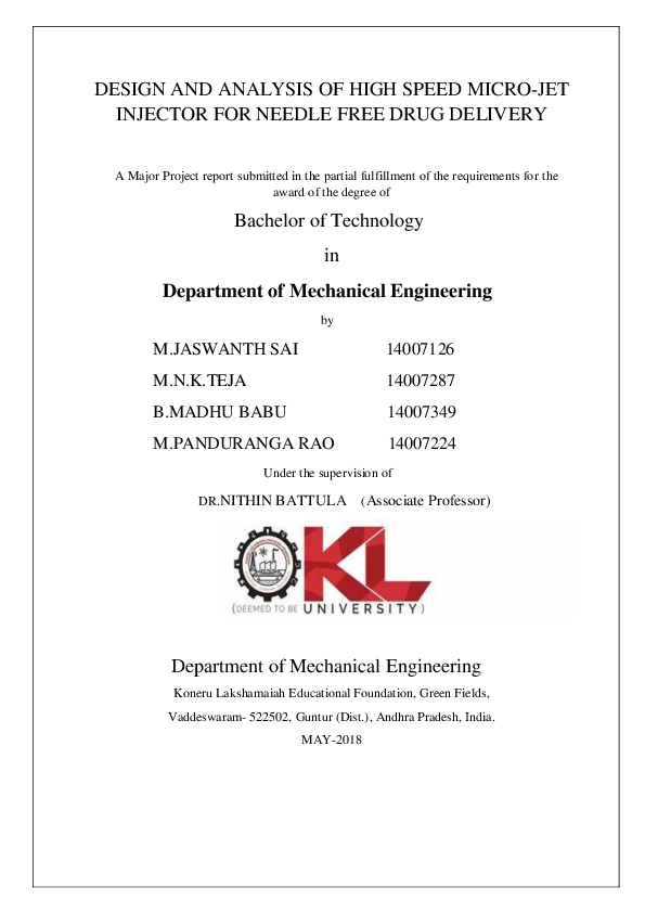 (PDF) DESIGN AND ANALYSIS OF HIGH SPEED MICRO-JET INJECTOR FOR NEEDLE ...