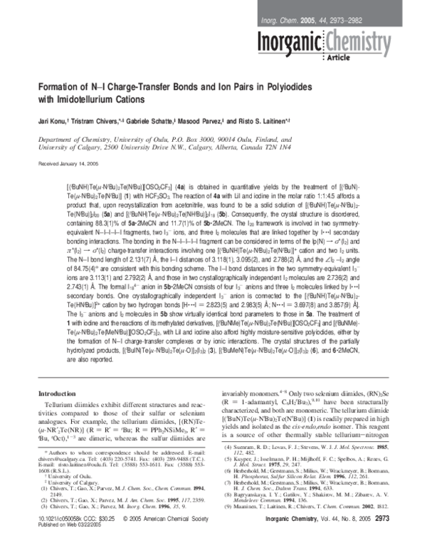 (PDF) Formation of N−I Charge-Transfer Bonds and Ion Pairs in ...