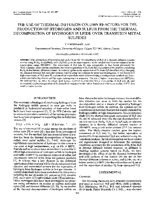 (PDF) The use of thermal diffusion column reactors for the production ...