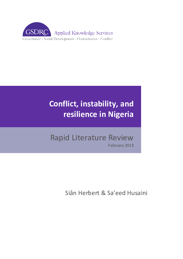 (PDF) Conflict, instability, and resilience in Nigeria Rapid Literature ...