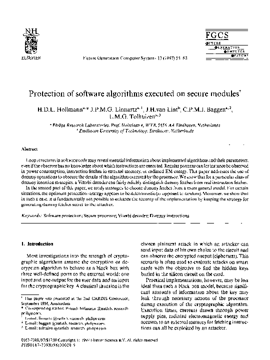 (PDF) Protection of software algorithms executed on secure modules