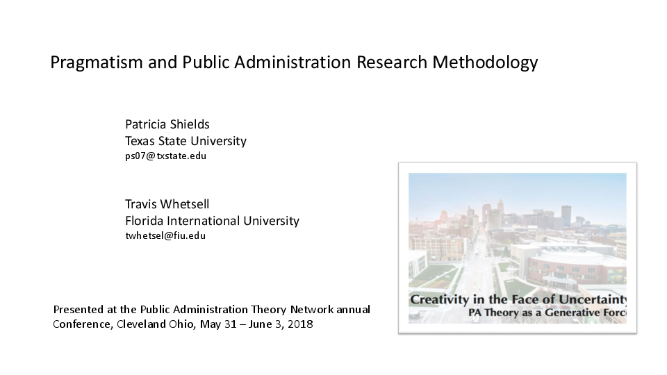 (PPT) Pragmatism and Public Administration Research Methodology