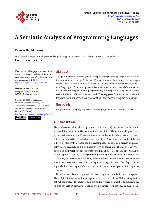 (PDF) A Semiotic Analysis of Programming Languages