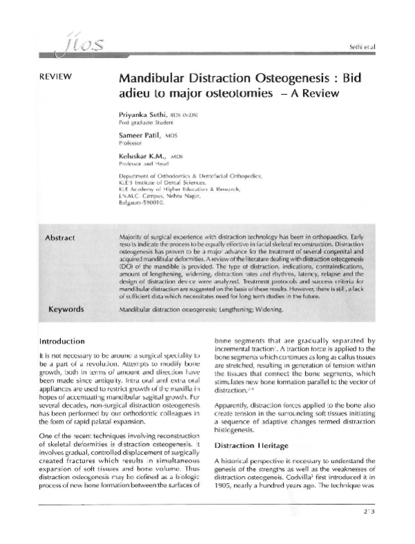 (PDF) Mandibular Distraction Osteogenesis Bid adieu to major ...