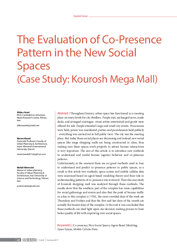 (PDF) The Evaluation of Co-Presence Pattern in the New Social Spaces ...
