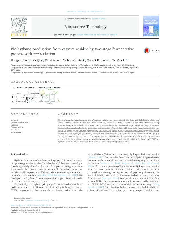 (PDF) Bio-hythane production from cassava residue by two-stage ...