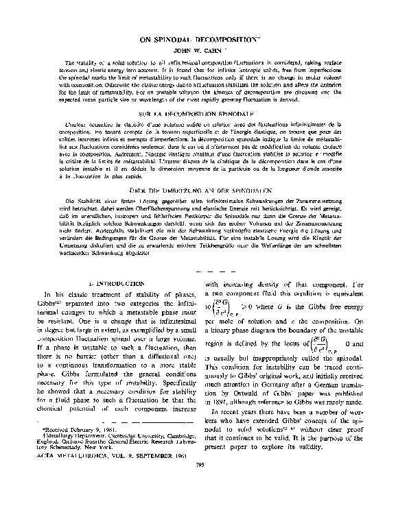 Pdf On Spinodal Decomposition
