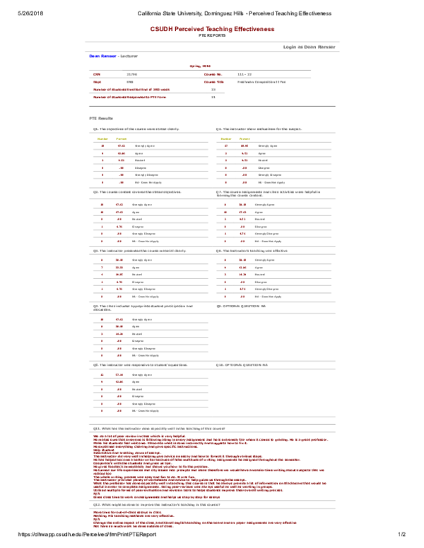 (PDF) Evaluating Teaching Effectiveness at CSUDH