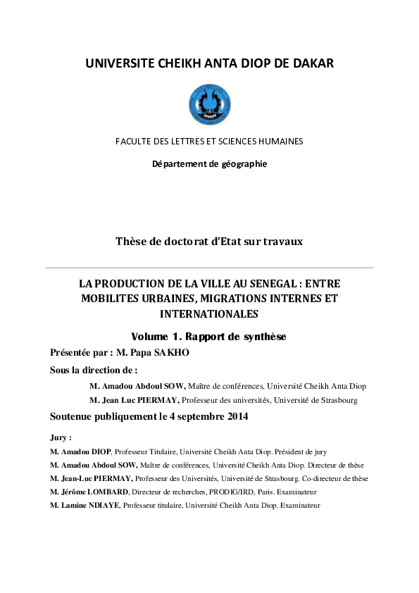 universite cheikh anta diop de dakar - ESP