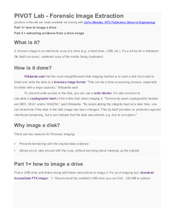Forensic Image Formats