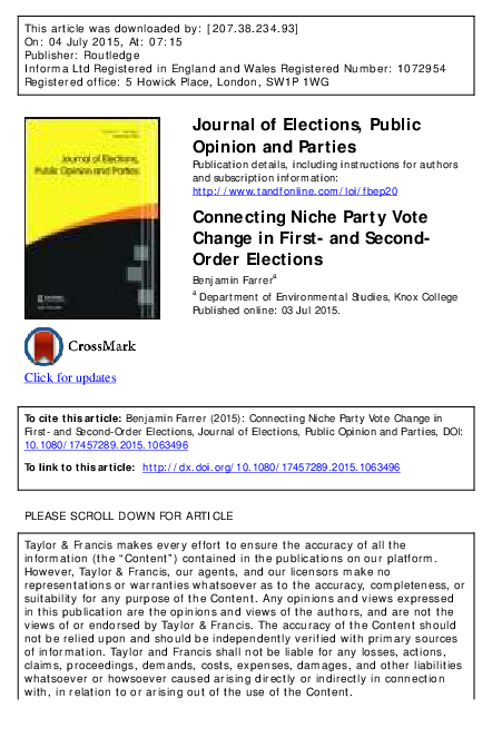 (PDF) Journal of Elections, Public Opinion and Parties Connecting Niche ...