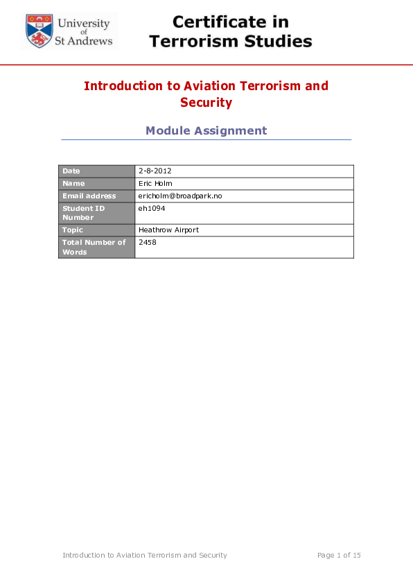 (PDF) Introduction to Aviation Terrorism and Security Introduction to ...
