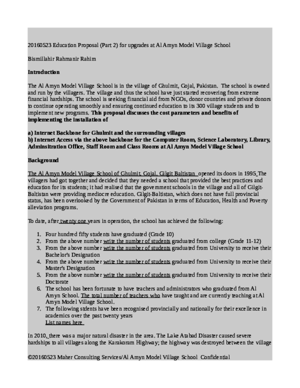 (PDF) 20160523 Education Proposal (Part 2) for upgrades at Al Amyn ...