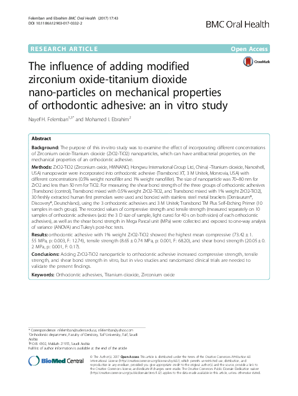 (PDF) The influence of adding modified zirconium oxide-titanium dioxide ...