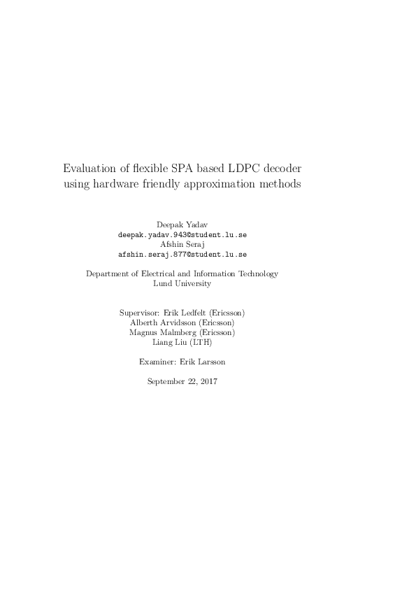 Pdf Hardware Friendly Approximations For Ldpc Decoder Spa