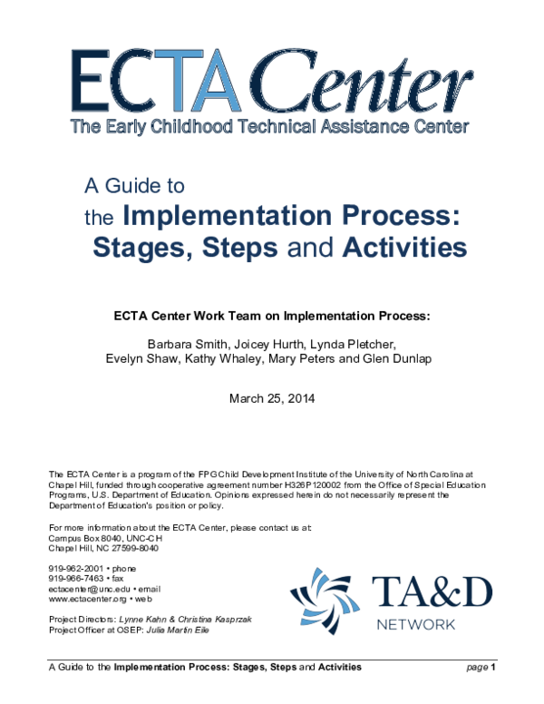 (PDF) A Guide to the Implementation Process: Stages, Steps and Activities A Guide to the ...