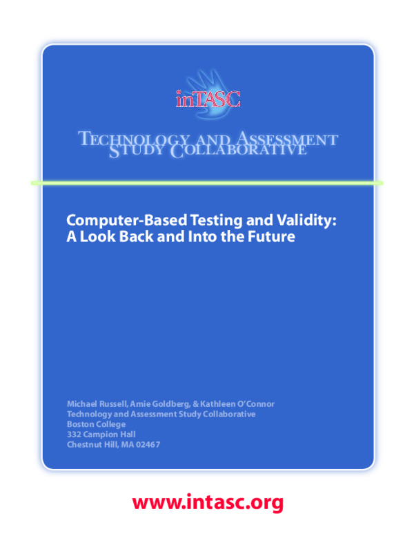 (PDF) Computer-Based Testing and Validity: A Look Back and Into the Future