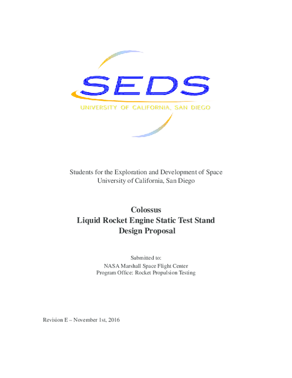(PDF) Colossus Liquid Rocket Engine Static Test Stand Design Proposal