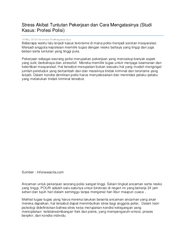 (PDF) Stress Akibat Tuntutan Pekerjaan dan Cara Mengatasinya (Studi ...