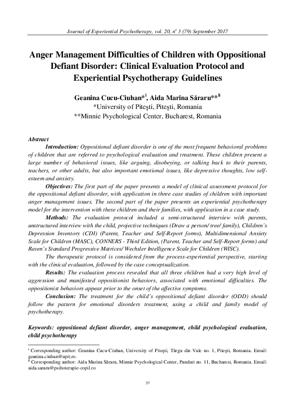 (PDF) Anger Management Difficulties of Children with Oppositional ...