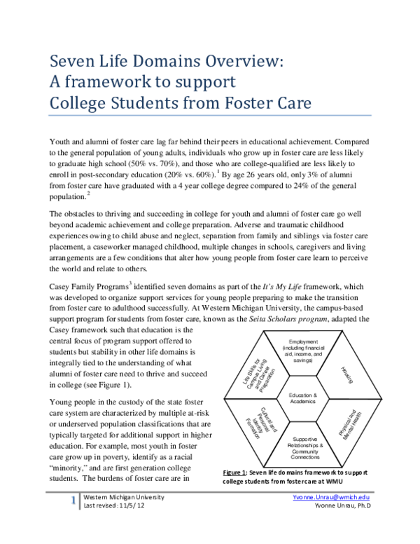 (PDF) Seven Life Domains Overview: A framework to support College ...