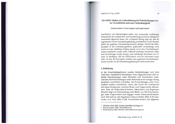 (PDF) Die FIRSt-Matrix als Unterstützung bei Entscheidungen unter ...