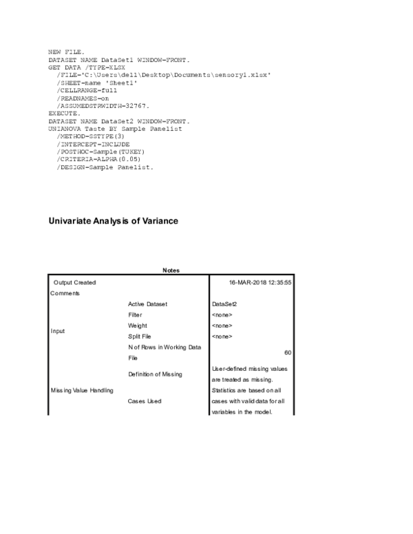 (DOC) Univariate Analysis of Variance