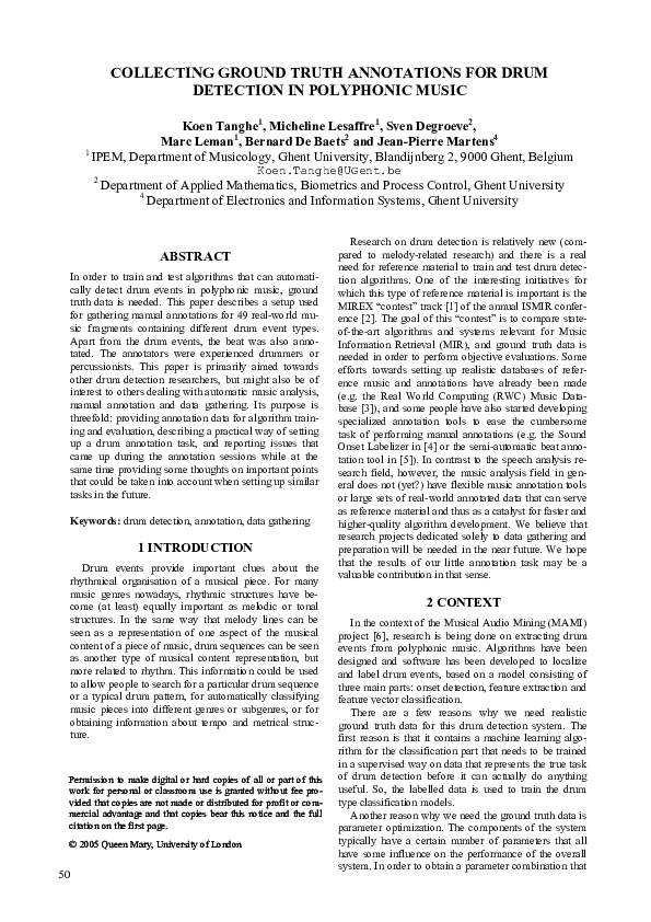 Pdf Collecting Ground Truth Annotations For Drum Detection In