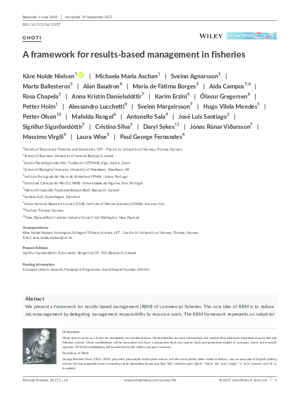 (PDF) A framework for results-based management in fisheries