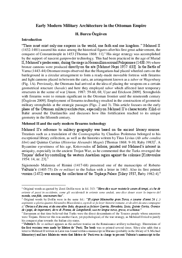 (DOC) Early Modern Military Architecture in the Ottoman Empire