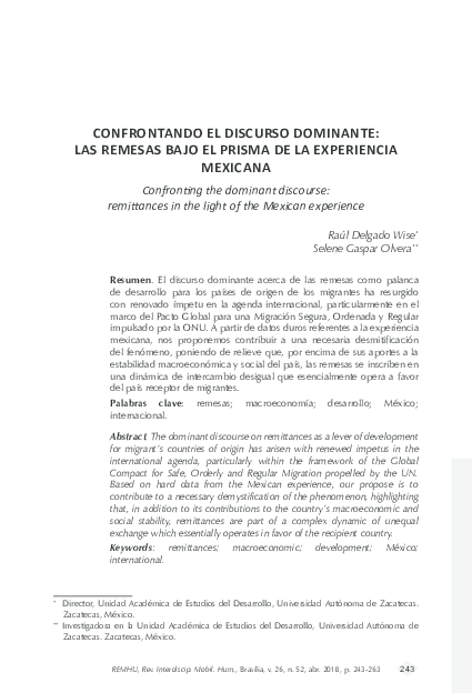 (PDF) Delgado Wise Raúl y Selene Gaspar Olvera. Confrontando el ...