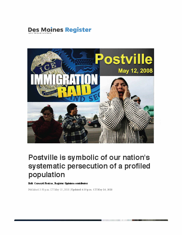 (PDF) Postville is symbolic of our nation's systematic persecution of a ...