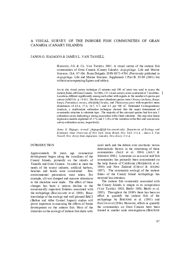 (PDF) A Visual Survey of the Inshore Fish Communities of Gran