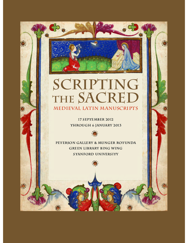 (PDF) Co-curated with David Jordan, "Scripting the Sacred: Medieval Latin Manuscripts" / poster ...