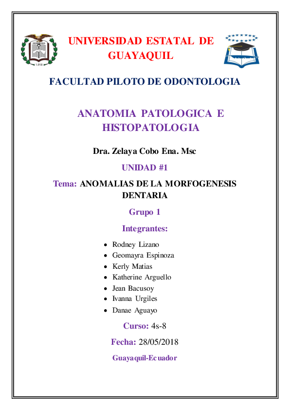 (PDF) UNIVERSIDAD ESTATAL DE GUAYAQUIL FACULTAD PILOTO DE ODONTOLOGIA ...