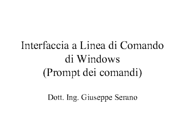 (PDF) Interfaccia a Linea di Comando di Windows (Prompt dei comandi