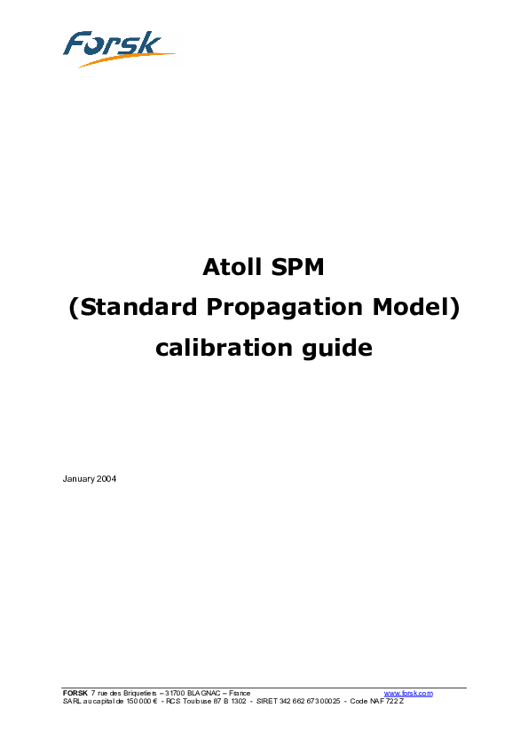 (PDF) Atoll SPM (Standard Propagation Model) calibration guide