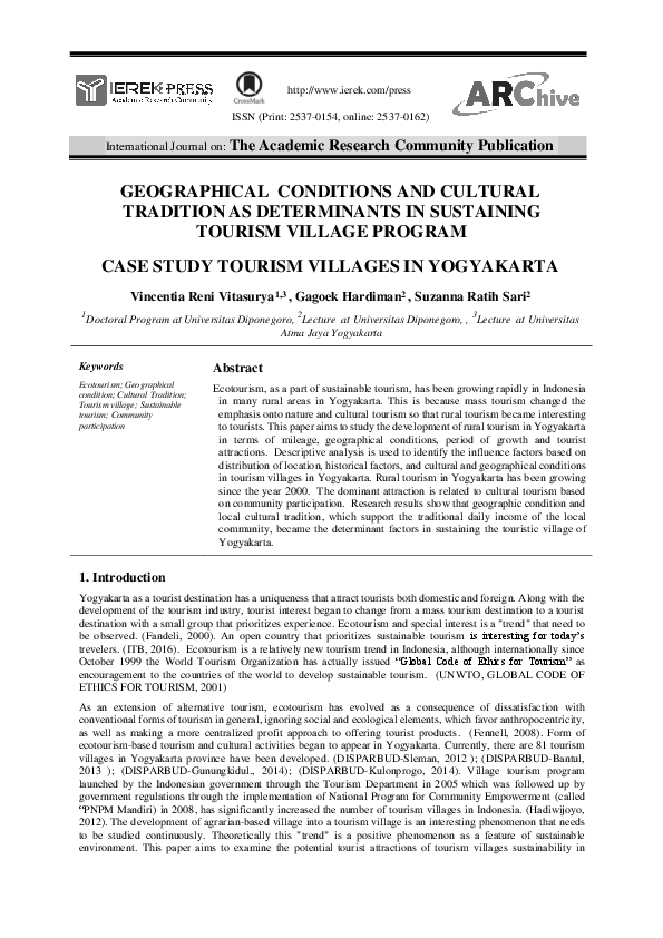 (PDF) GEOGRAPHICAL CONDITIONS AND CULTURAL TRADITION AS DETERMINANTS IN ...