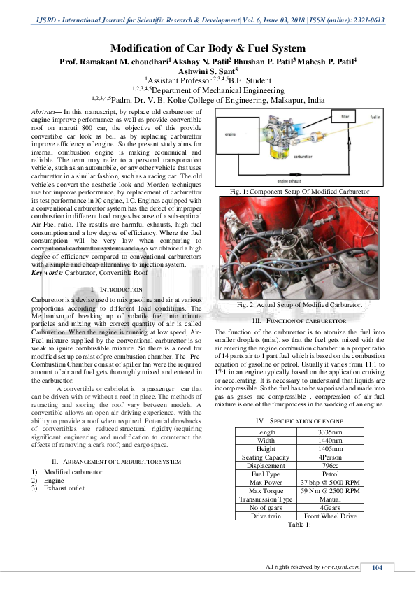 (PDF) Modification of Car Body & Fuel System
