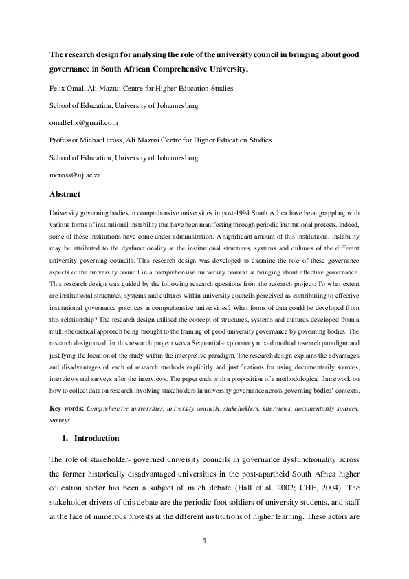 (DOC) The research design for analysing the role of the university ...