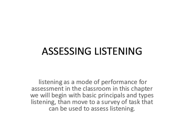(PPT) ASSESSING LISTENING