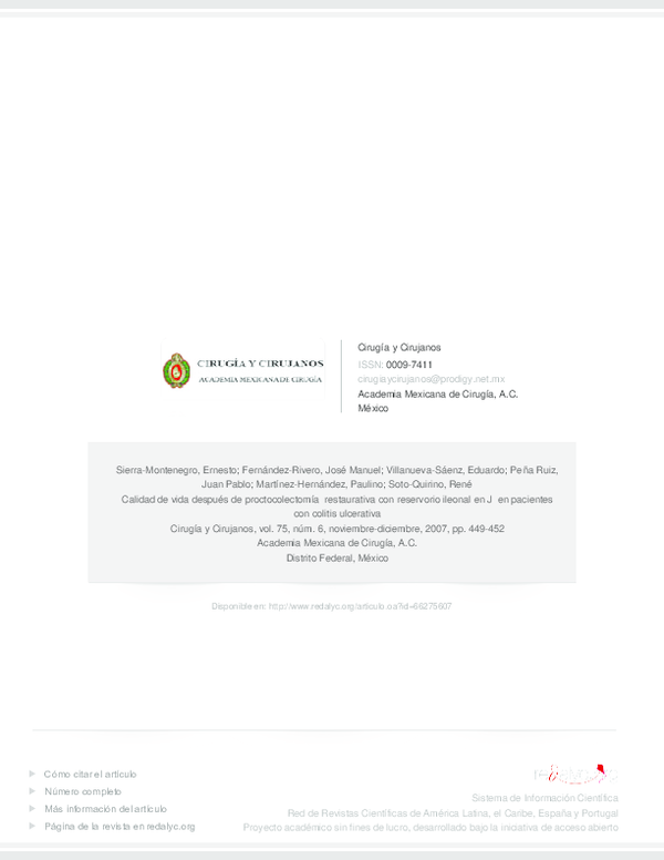 (PDF) Calidad de vida después de proctocolectomía restaurativa con ...