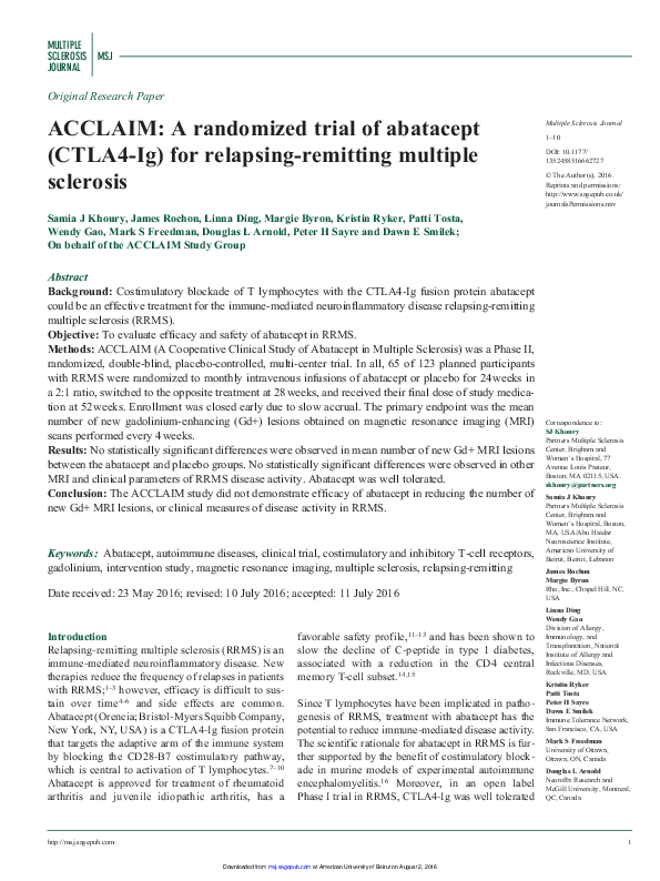 (PDF) MULTIPLE SCLEROSIS MSJ JOURNAL