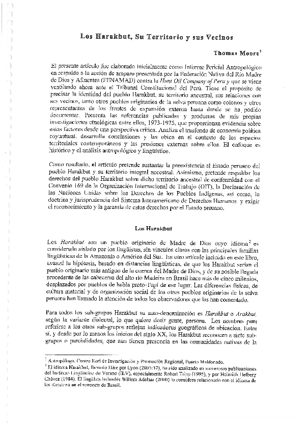 (PDF) Los Harakbut, su territorio y sus vecinos